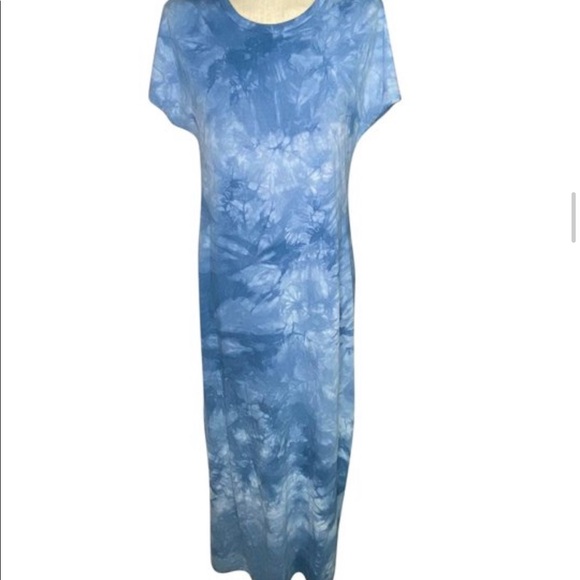 LuLaRoe | Dresses | Llr Maria Blue Tiedye Shortsleeve Maxi Dress | Poshmark